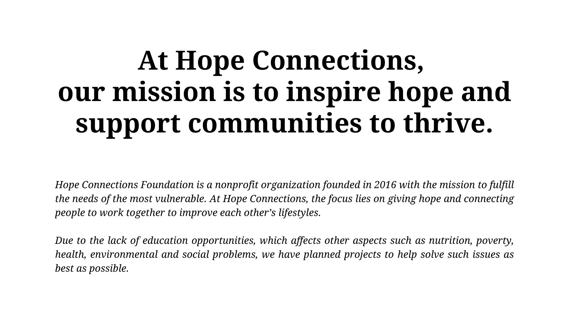 Home Hope Connections